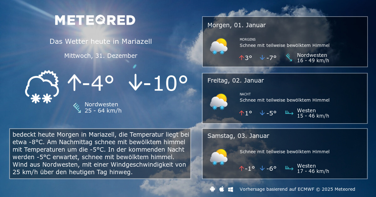 Wetter Mariazell 14 Tage - daswetter.com | Meteored